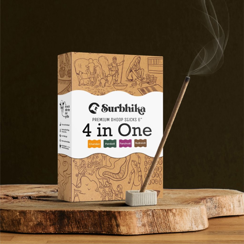 Buy 4 in One Dhoop Sticks 6 inch Online by Surbhika